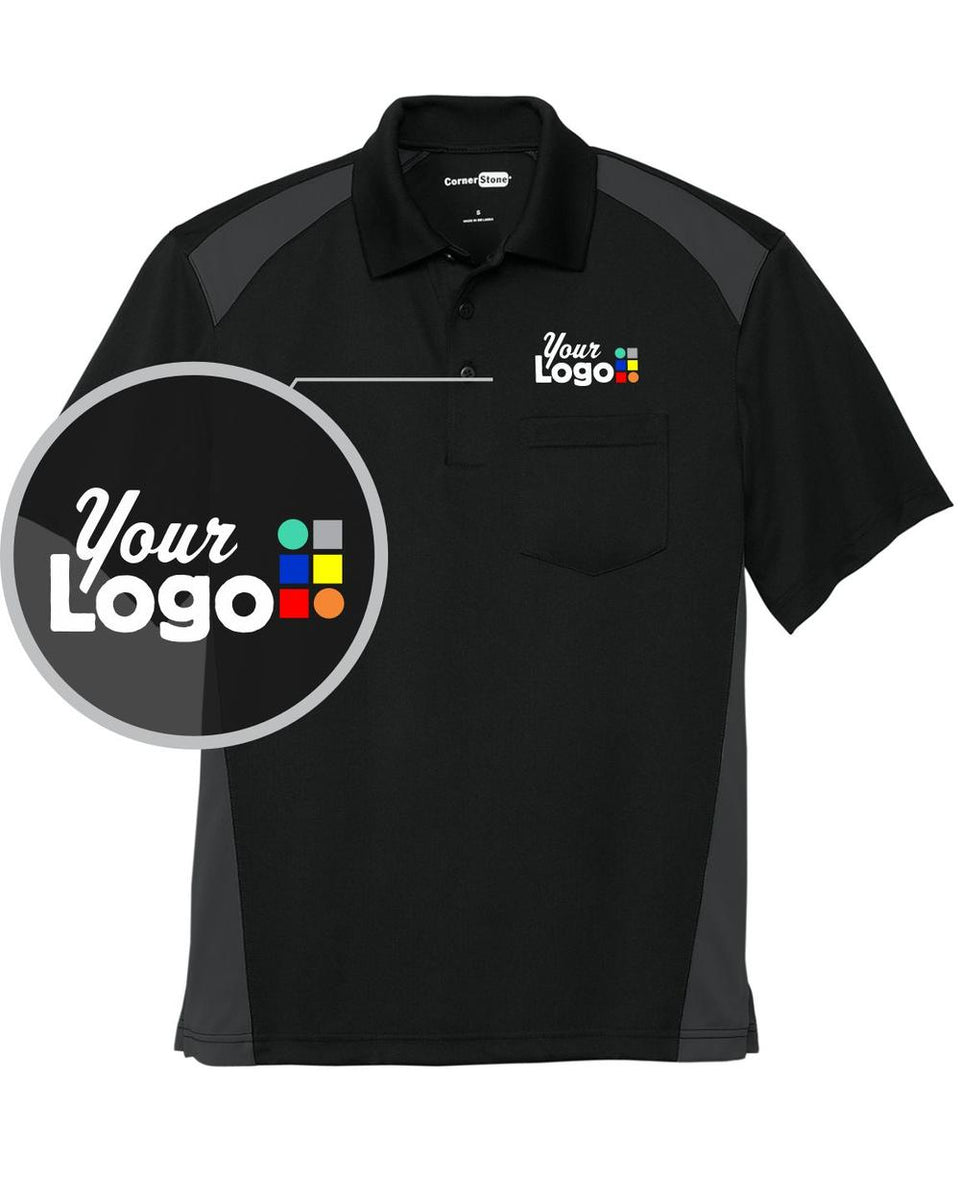 Men's S/S Snag-Proof Colorblock Pocket Industrial Custom Golf Shirt ...
